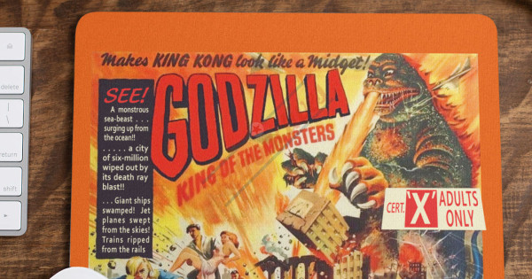 Godzilla Mouse Pad - 1956 UK Godzilla King of the Monsters Movie Poster ...