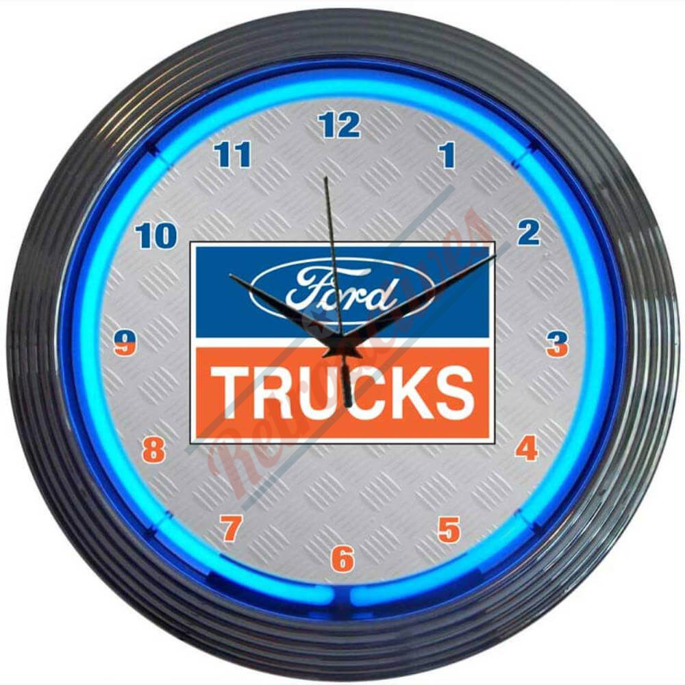 Ford Mustang Blue Neon Clock
