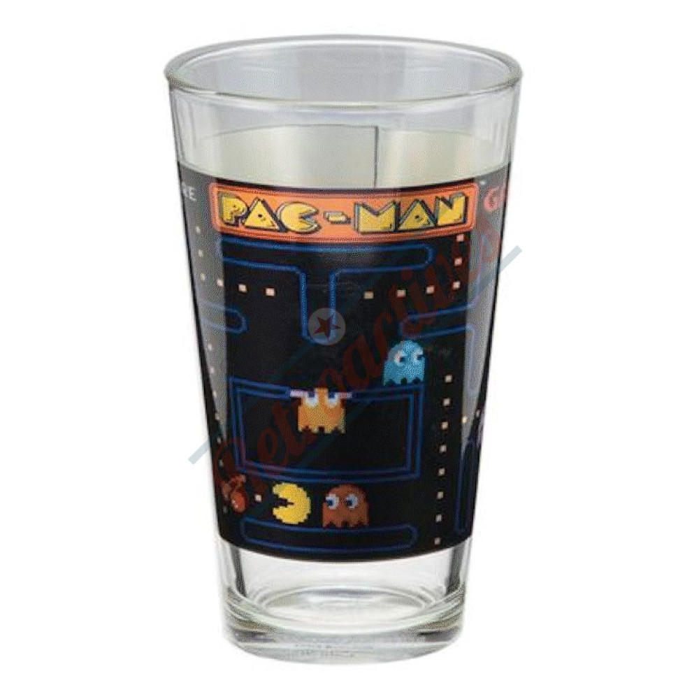 Pac Man Laser Decal 16 Ounce Glasses 2 Piece Set