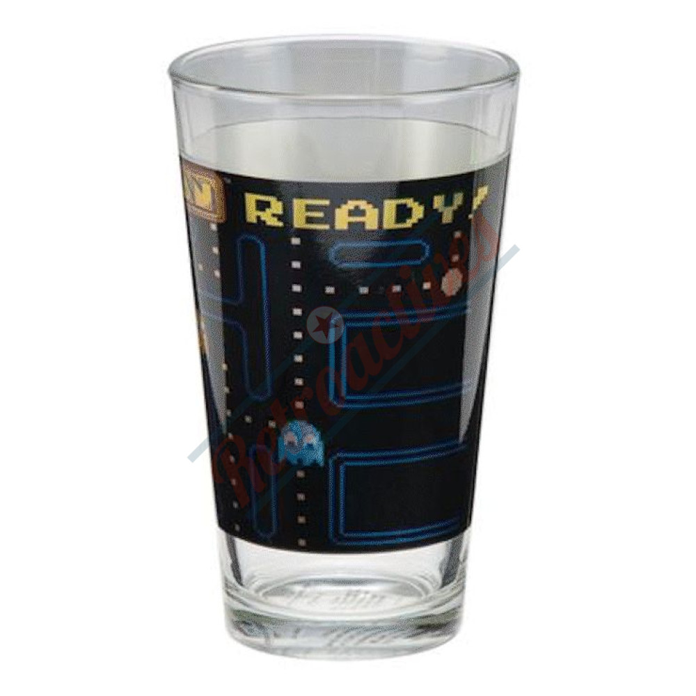 Pac Man Laser Decal 16 Ounce Glasses 2 Piece Set