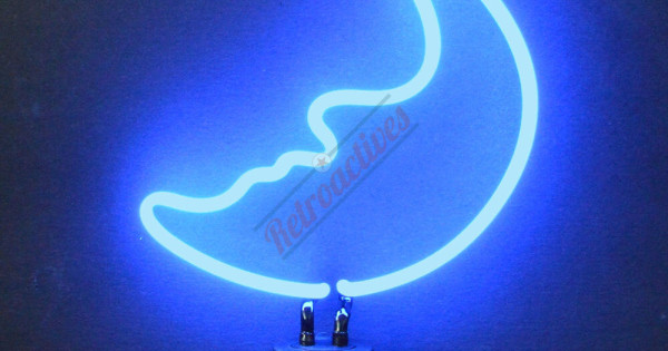 Crescent Blue Moon Neon Sculpture