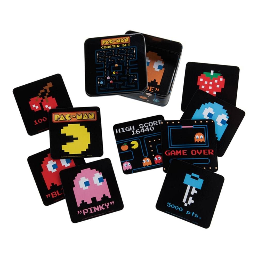 Pac Man 10 Piece Coaster Set With Tin Storage Box
