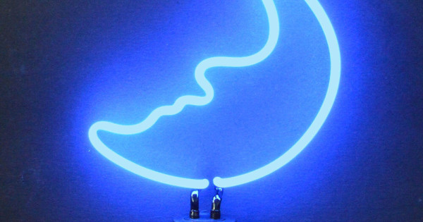 Crescent Blue Moon Neon Sculpture
